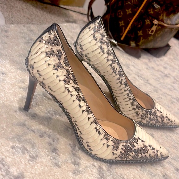 Shoes | Coach Snakeskin Beaded Chain Pump | Poshmark